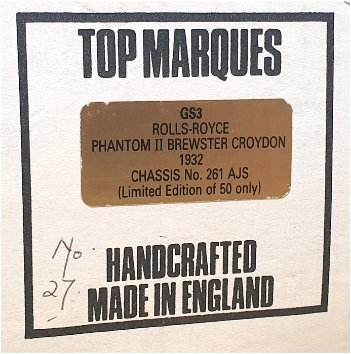 Top Marques 1/43 Scale GS3 - 1932 Rolls Royce Phantom II - Blue — R.M.Toys Ltd