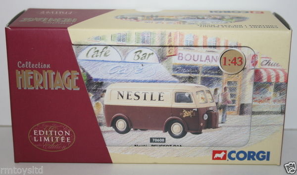CORGI 1/43 COLLECTION HERITAGE 70608 - PEUGEOT D3A - NESTLE — R.M.Toys Ltd