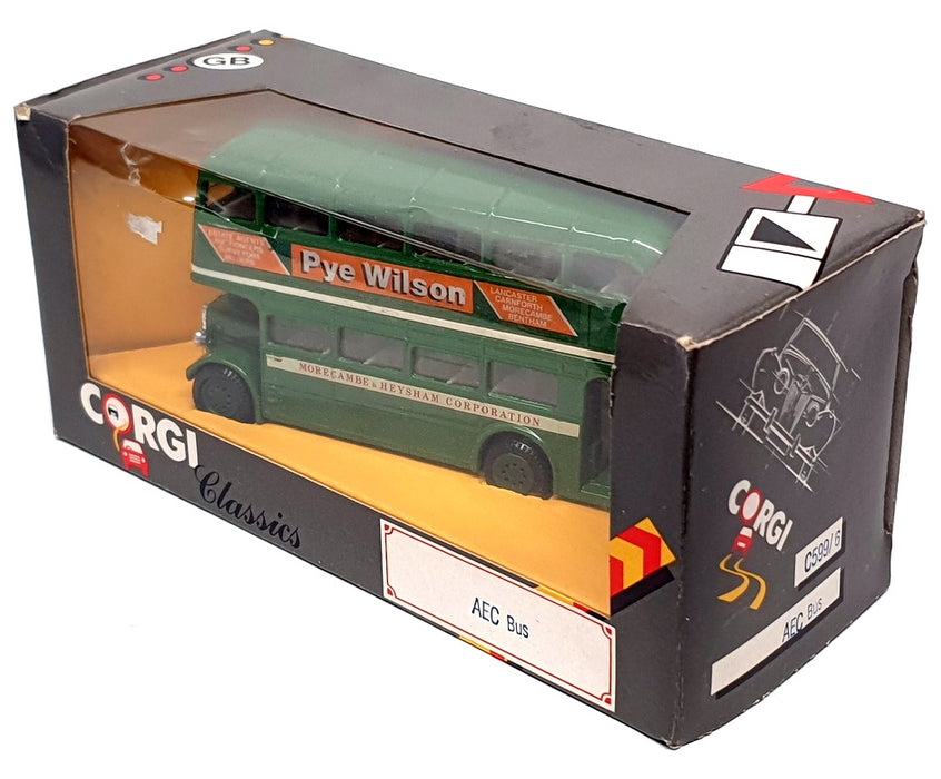 Corgi Appx 12cm Long C599/6 - AEC D/Deck Bus "Morcambe" - Green — R.M ...