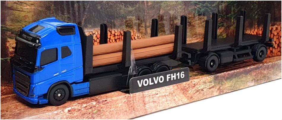 Maisto 11682 - Volvo FH16 Double Trailer With Logs - Blue — R.M.Toys Ltd