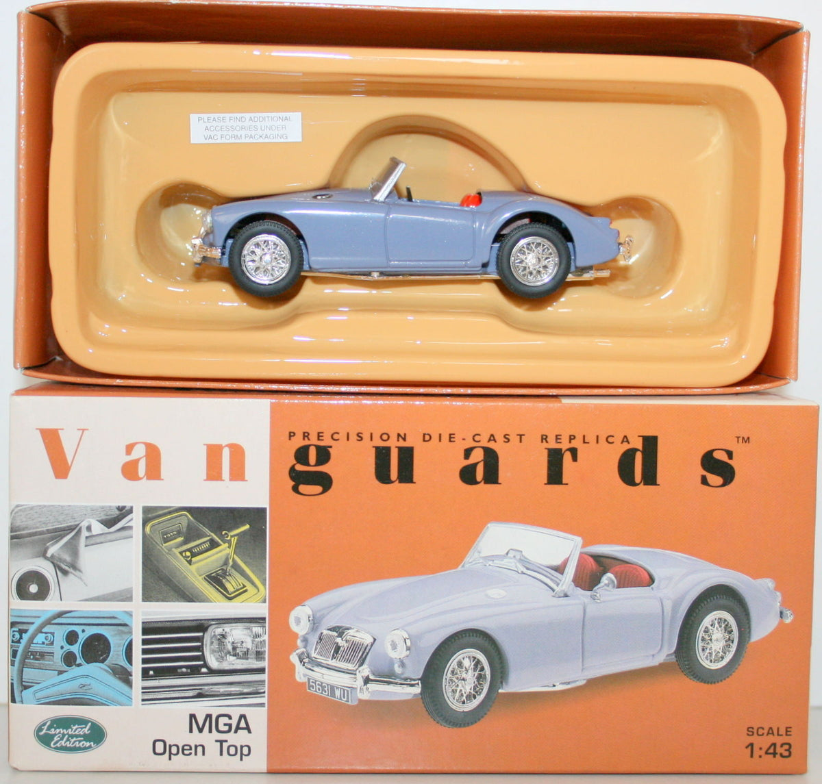 VANGUARDS 1/43 VA50000 MG MGA OPEN TOP DOVE GREY — R.M.Toys Ltd