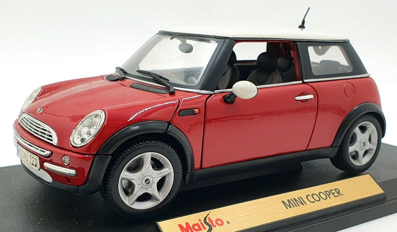 Maisto 1/18 scale Diecast - 31619 BMW Mini Cooper Red with white roof ...